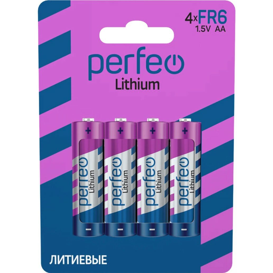 Батарейки Perfeo Lithium FR6/4BL, типоразмер AA, упаковка 4шт