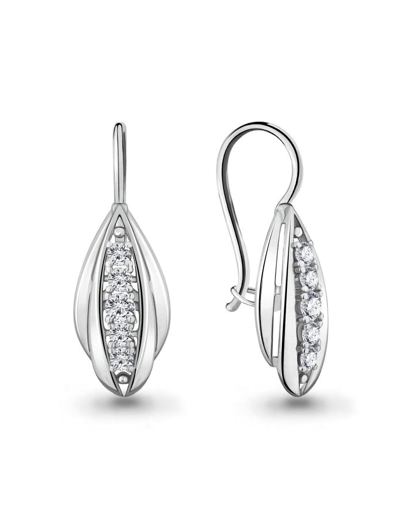 Серьги, серебро, 925 проба, родирование, фианит