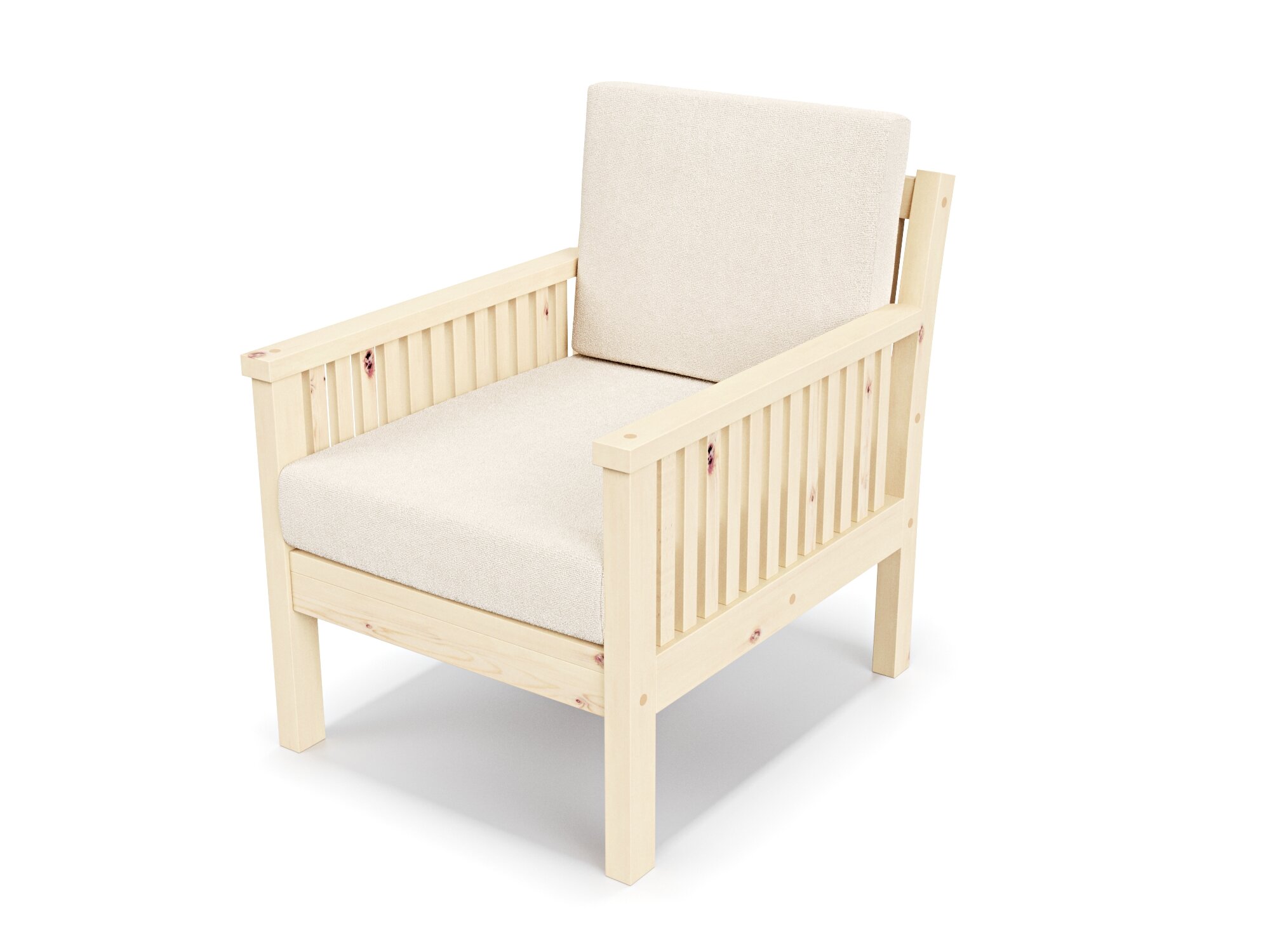 Кресло Arsko Нордик бежевое, велюр, деревянное, мягкое, для дачи, для кафе и бара, на веранду и террасу, для бани