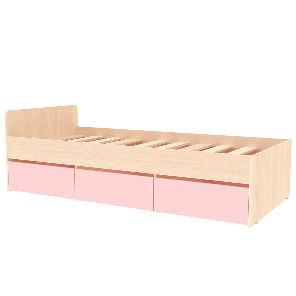 Кровать односпальная КИВи Дуб Молочный Розовый