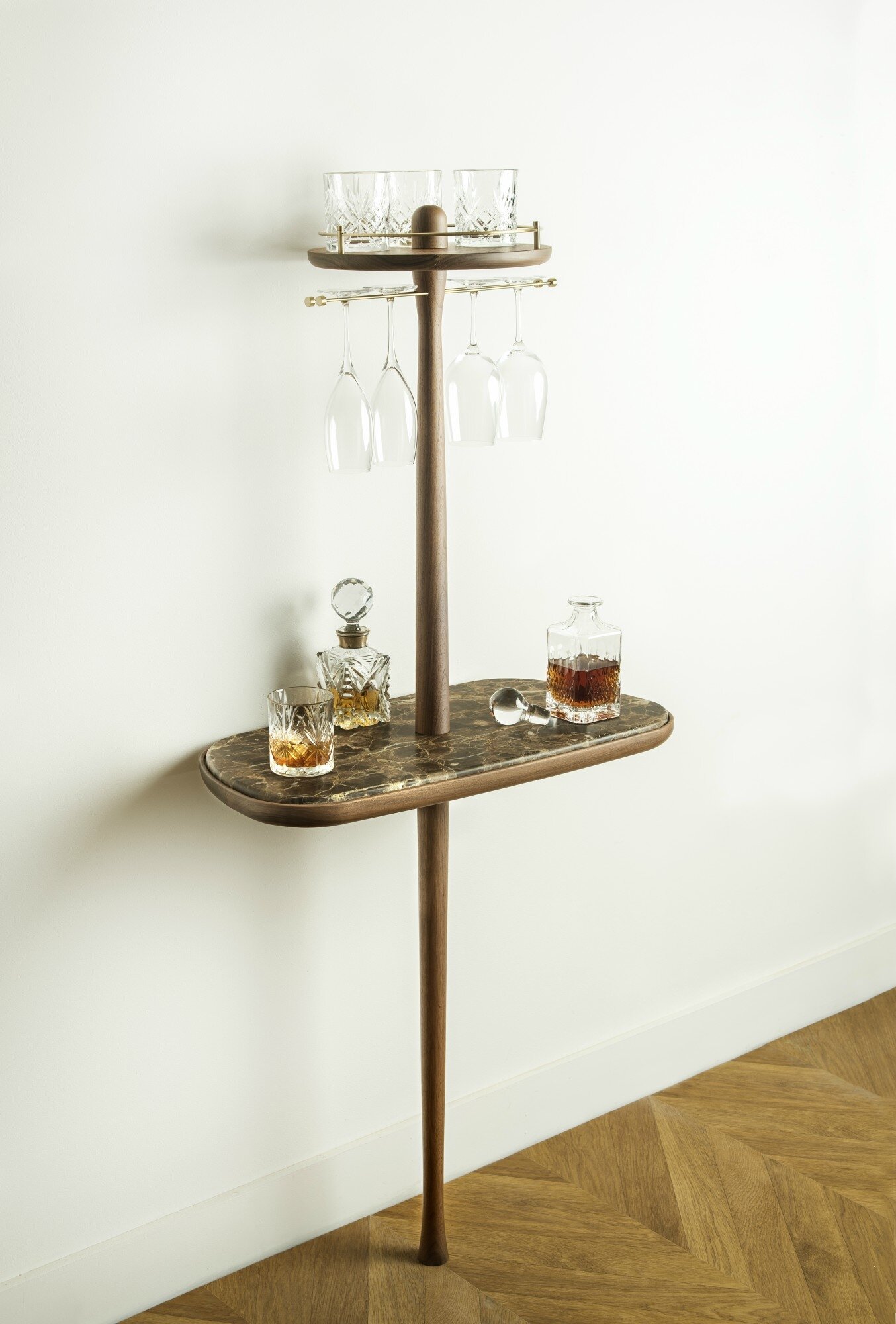 Барная консоль BAR (мрамор/латунь/орех)