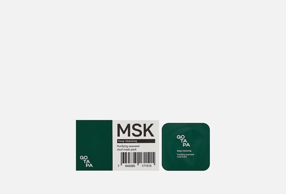 Маска для лица Go Tapa "Purifying Seaweed Mud Mask Pack", глиняная, с водорослями, 7 шт