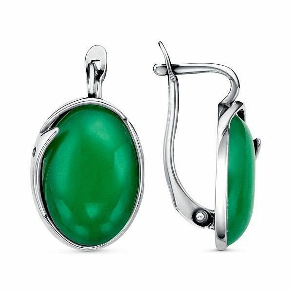 Серьги, серебро, 925 проба, чернение, агат синтетический