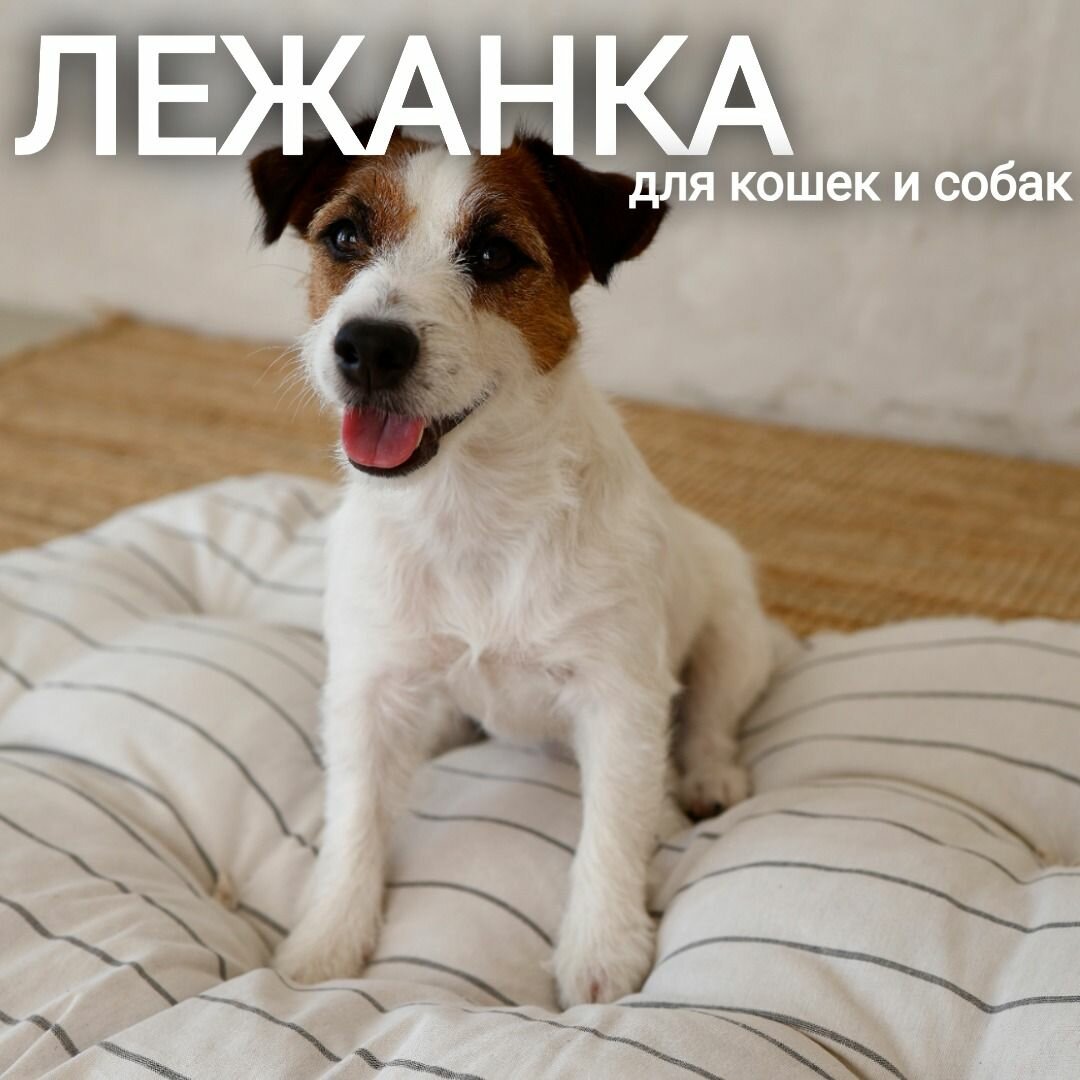 Лежанка матрас ретро СССР 98х68х10 см для домашних животных/собак, серая полоска, арт. MR_XL/grey340