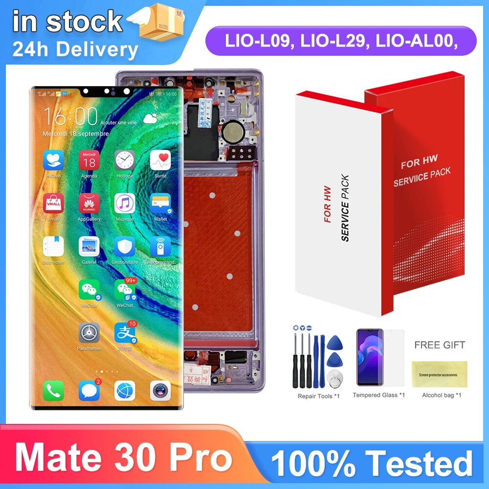 6,53-дюймовый дисплей для Huawei Mate 30 Pro, ЖК-дисплей, преобразователь сенсорного экрана в сборе с рамкой для Huawei Mate 30 Pro LIO-L09 L29 With Black Frame