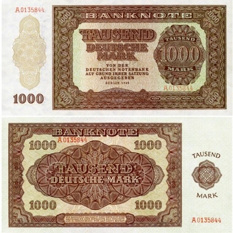 1000 марок 1948 года ГДР, сувенирная копия, банкноты и купюры редкие коллекционные