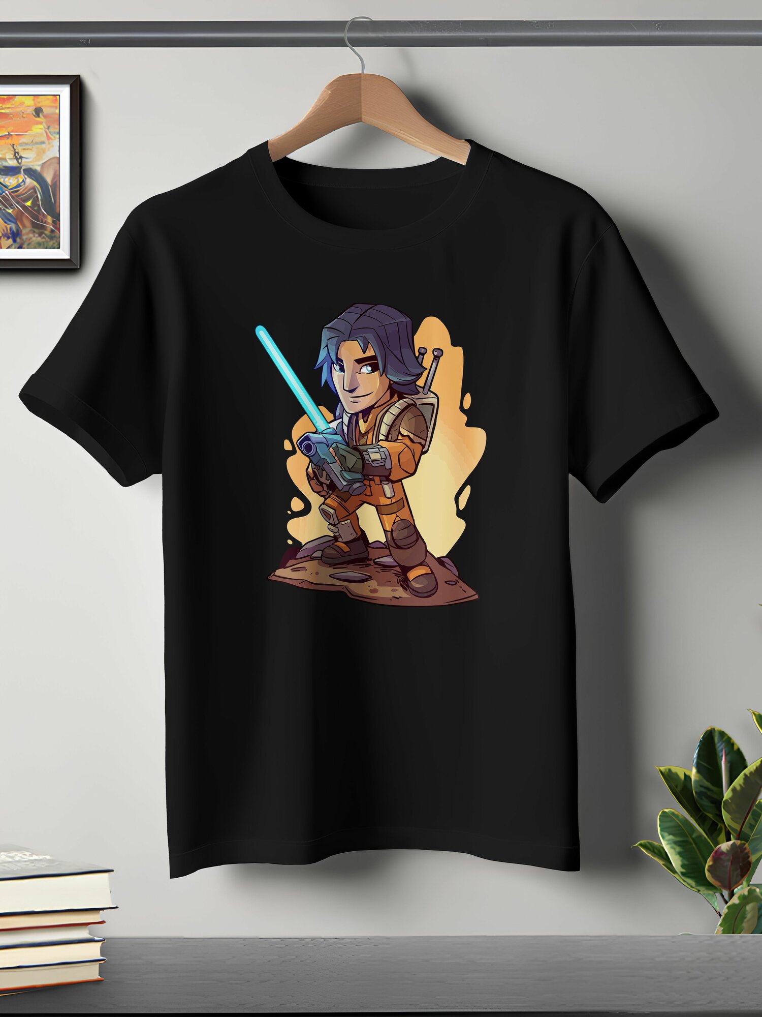 Футболка ONEQ унисекс 46-48 (M) размер с принтом Эзра, черная