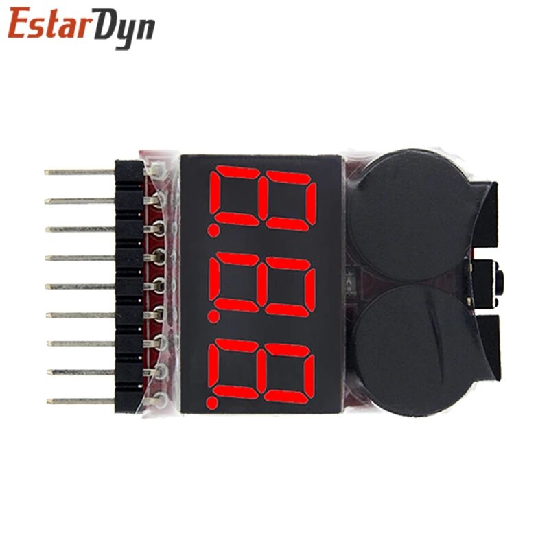 Тестер напряжения аккумуляторов Estardyn 1-8S 2IN1, красный