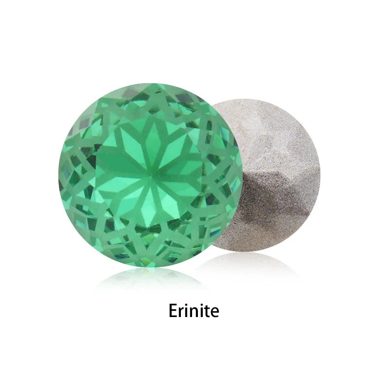 Кристаллы Erinite изумрудные 10mm для бижутерии