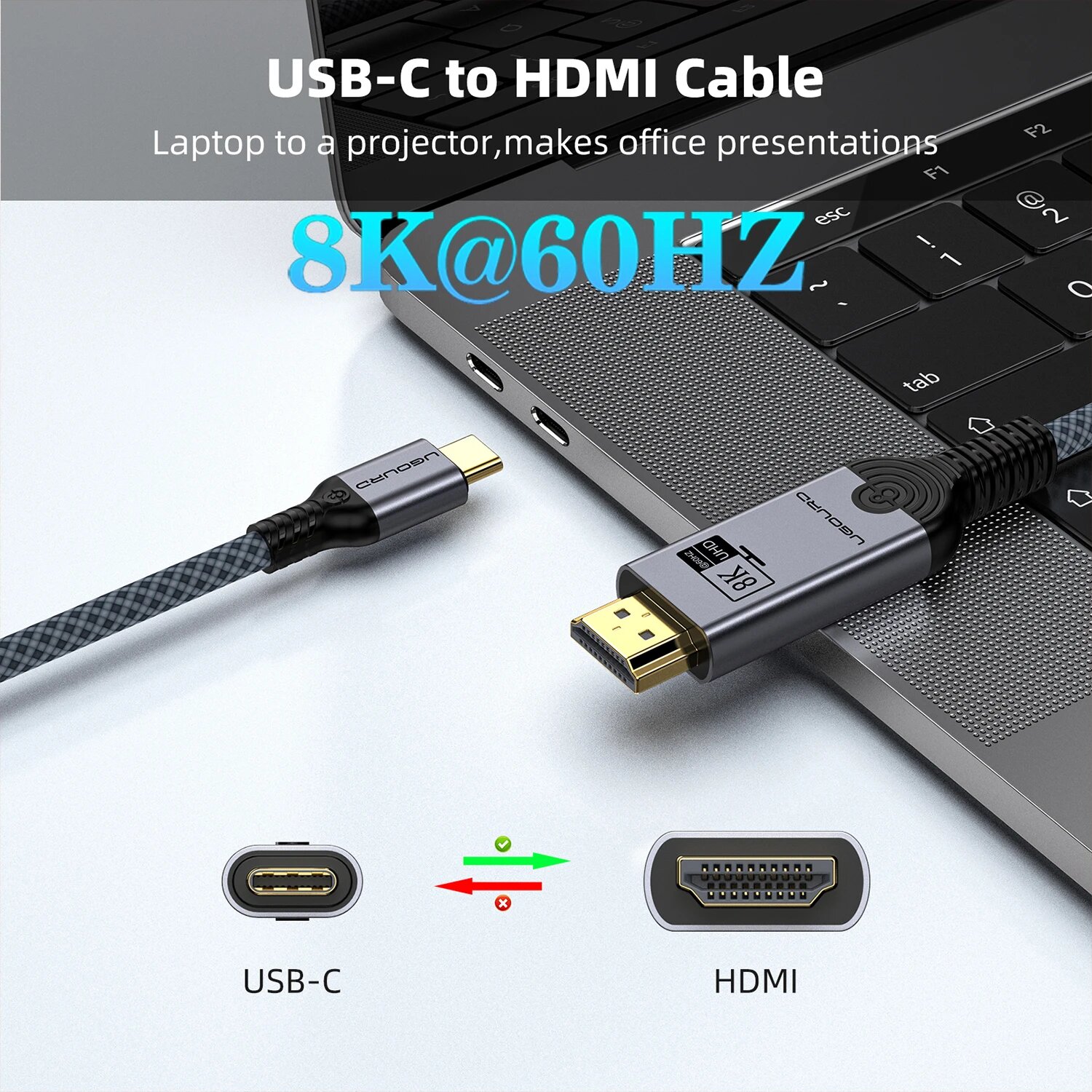 Кабель USB C - HDMI 1.4, 4K@30Hz, 1.5 м — фото 1