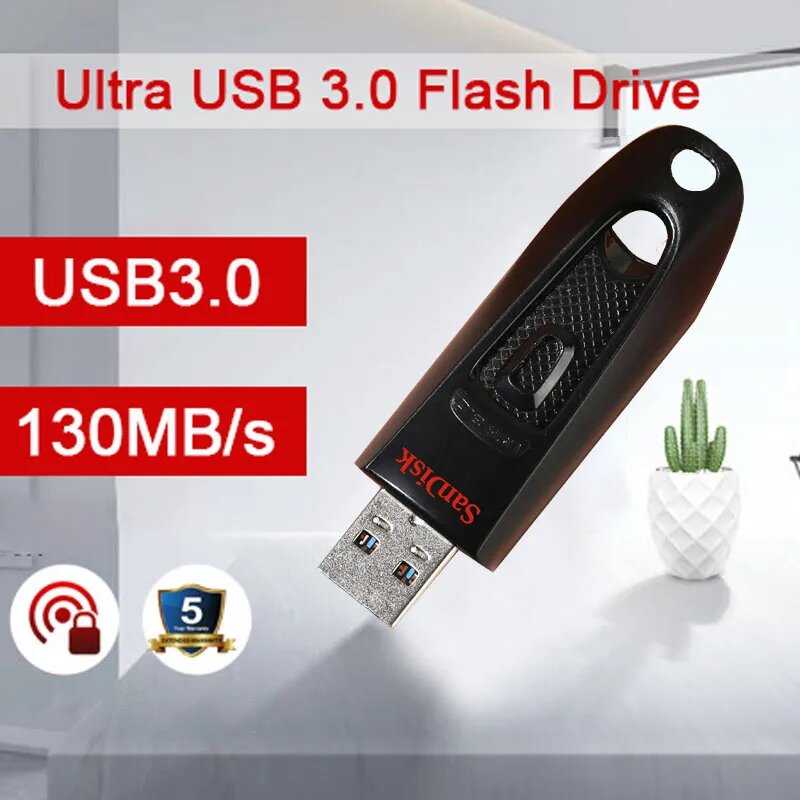 SanDisk Ultra USB 3.0 флешка 16/32/64/128/256/512 ГБ