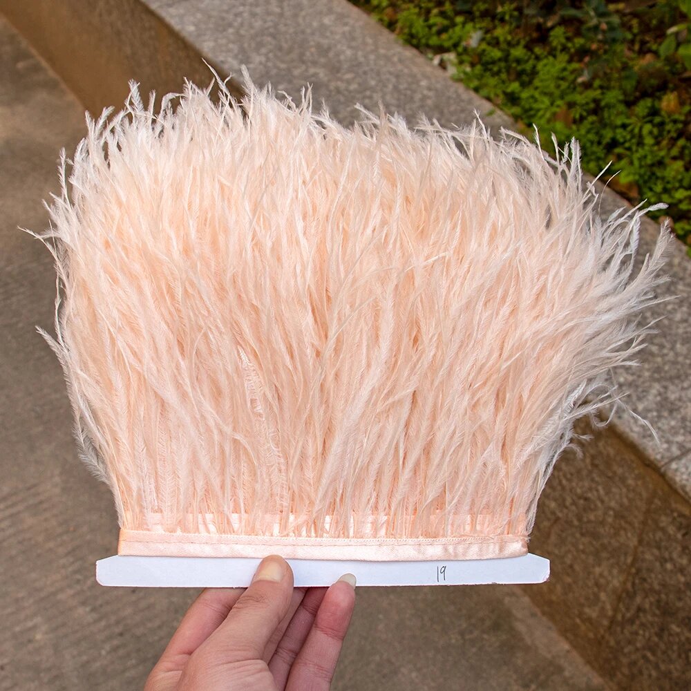 Лента с перьями страуса WCPlume светло-фиолетовая 8-10 см 10 meters, Шампанское