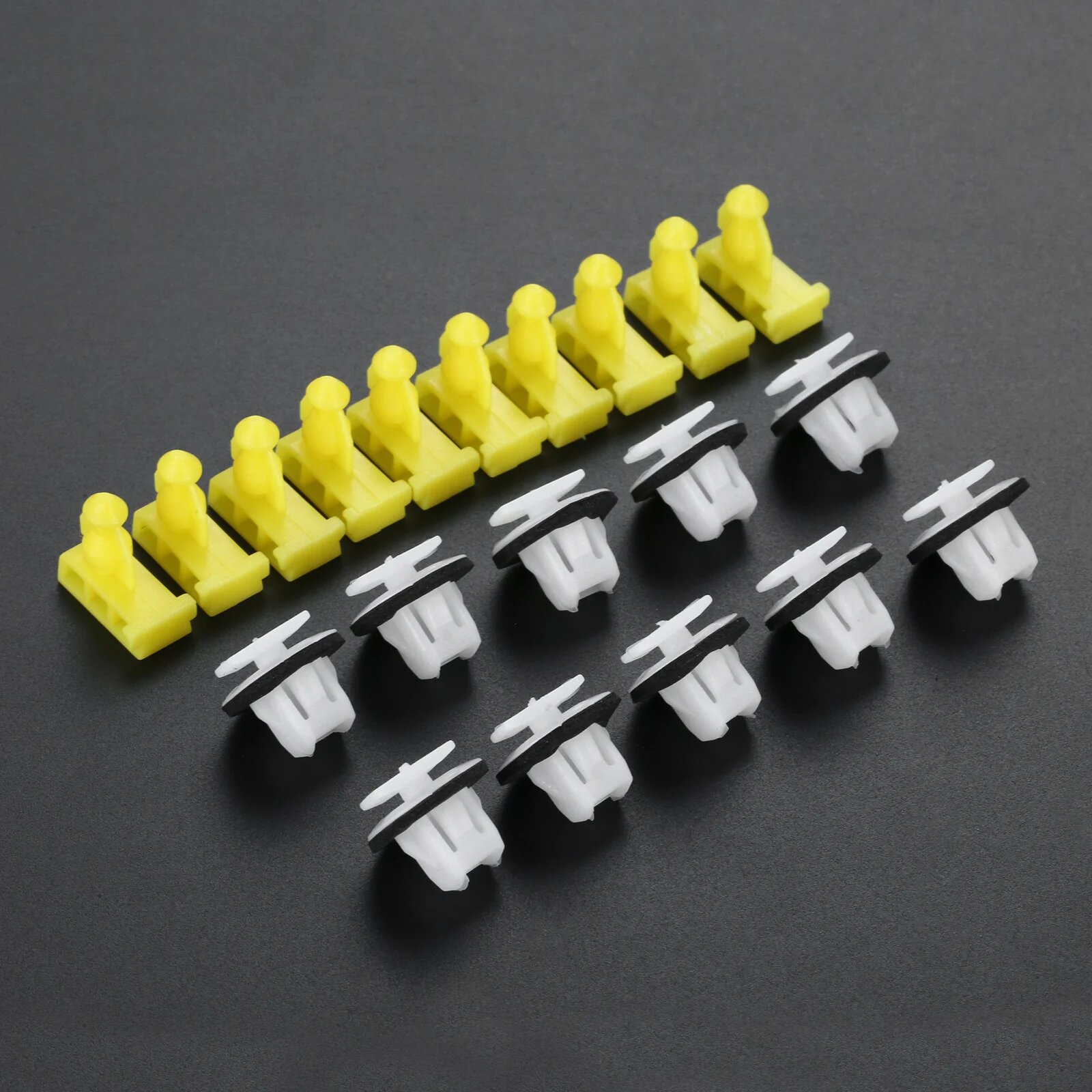 20 шт, набор зажимов для отделки колесной арки, передний и задний полный боковой объем для крыла для Nissan Juke 76882-EW00B (белый) и 76847-JG00A (желтый)