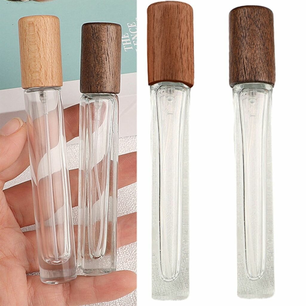 Портативный стеклянный флакон-распылитель для разлива духов-цилиндрическая глубокая древесина бука