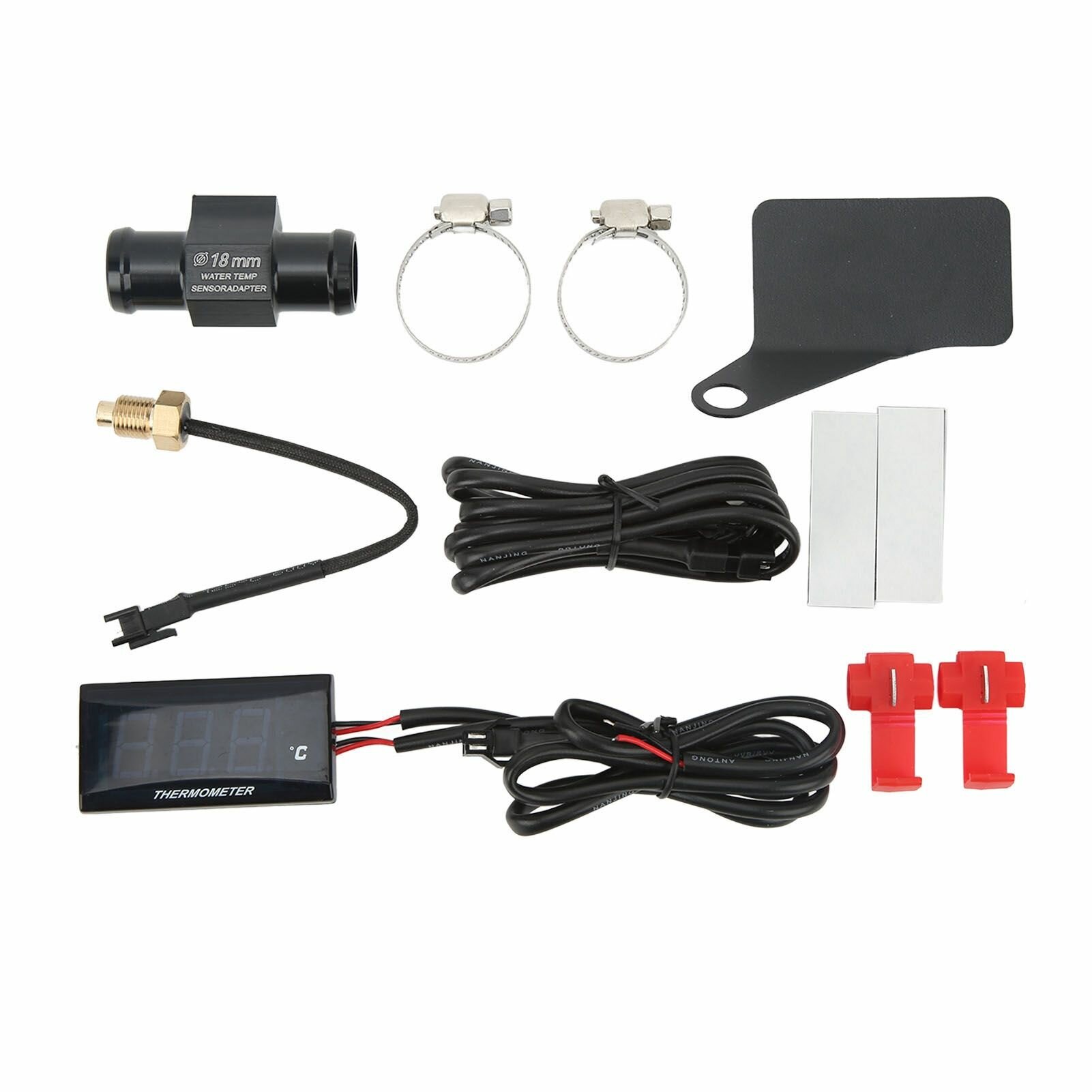 Универсальный мотоциклетный датчик температуры воды с ЖК-дисплеем DC12V для Suzuki, подсветка красного цвета, 18мм адаптер