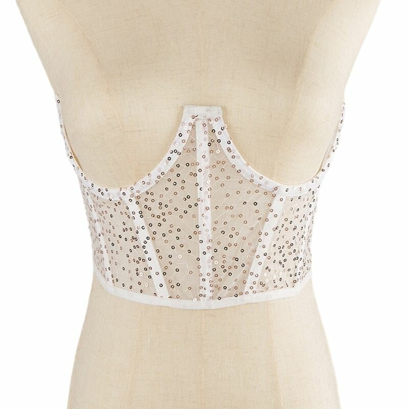 Элегантный корсет с блестящими пайетками для коррекции талии, Белый