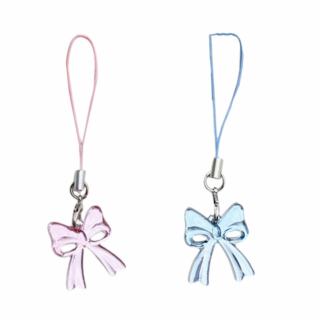 Брелок, 2 штуки, розовая и голубая цепочка для галстука-бабочки-цепочка для мобильного телефона с бантом