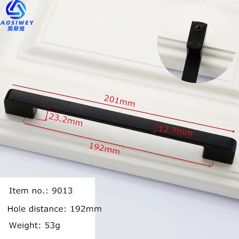 Ручки для шкафов черные алюминиевые 9013-192