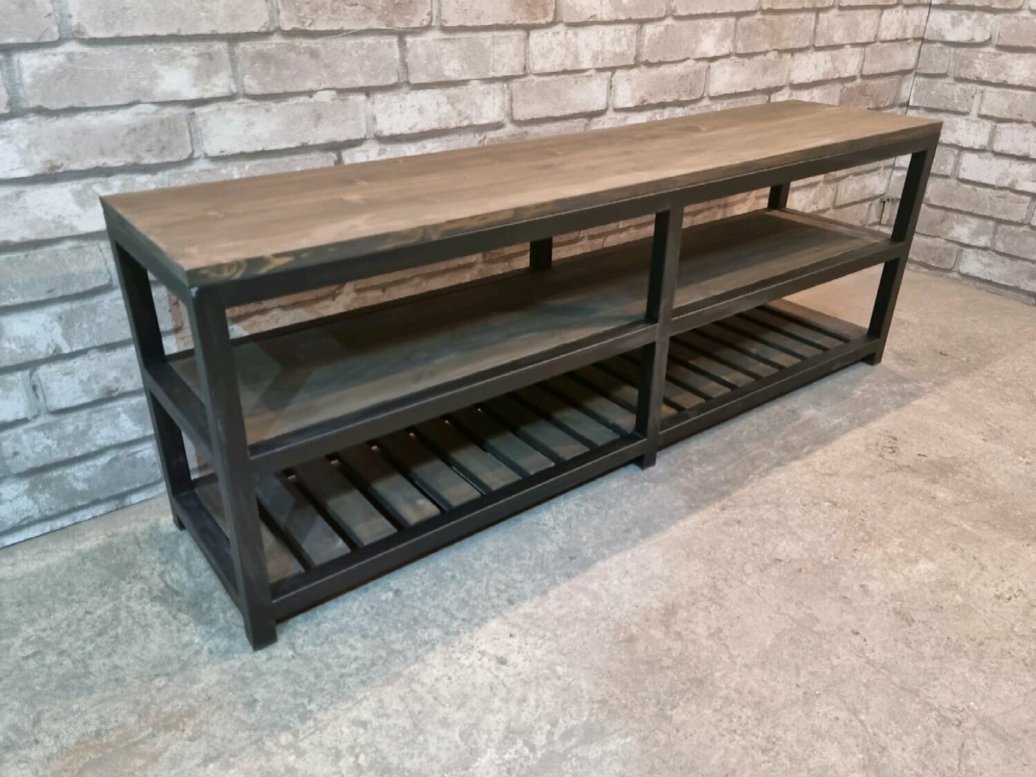 Скамейка для обуви в прихожую "EasyLOFT" в стиле лофт, массив хвойных пород, для дома и дачи, 120х30х50 см.