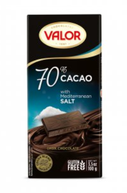 Шоколад VALOR горький 70% какао, со средиземной солью 100г