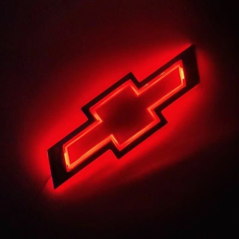 Светящаяся эмблема 5D для Шевроле, подсветка логотипа 12V, объемный LED-значок 17×5,5 см, крепится на скотч быстро