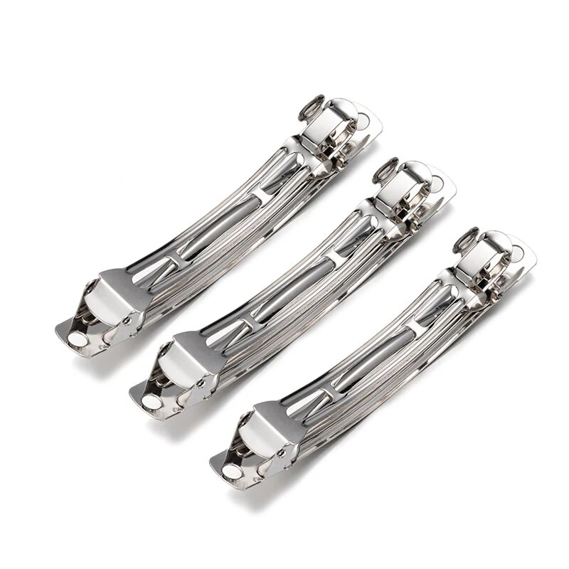 Металлические зажимы для волос, 10 шт. 80mm, Rhodium