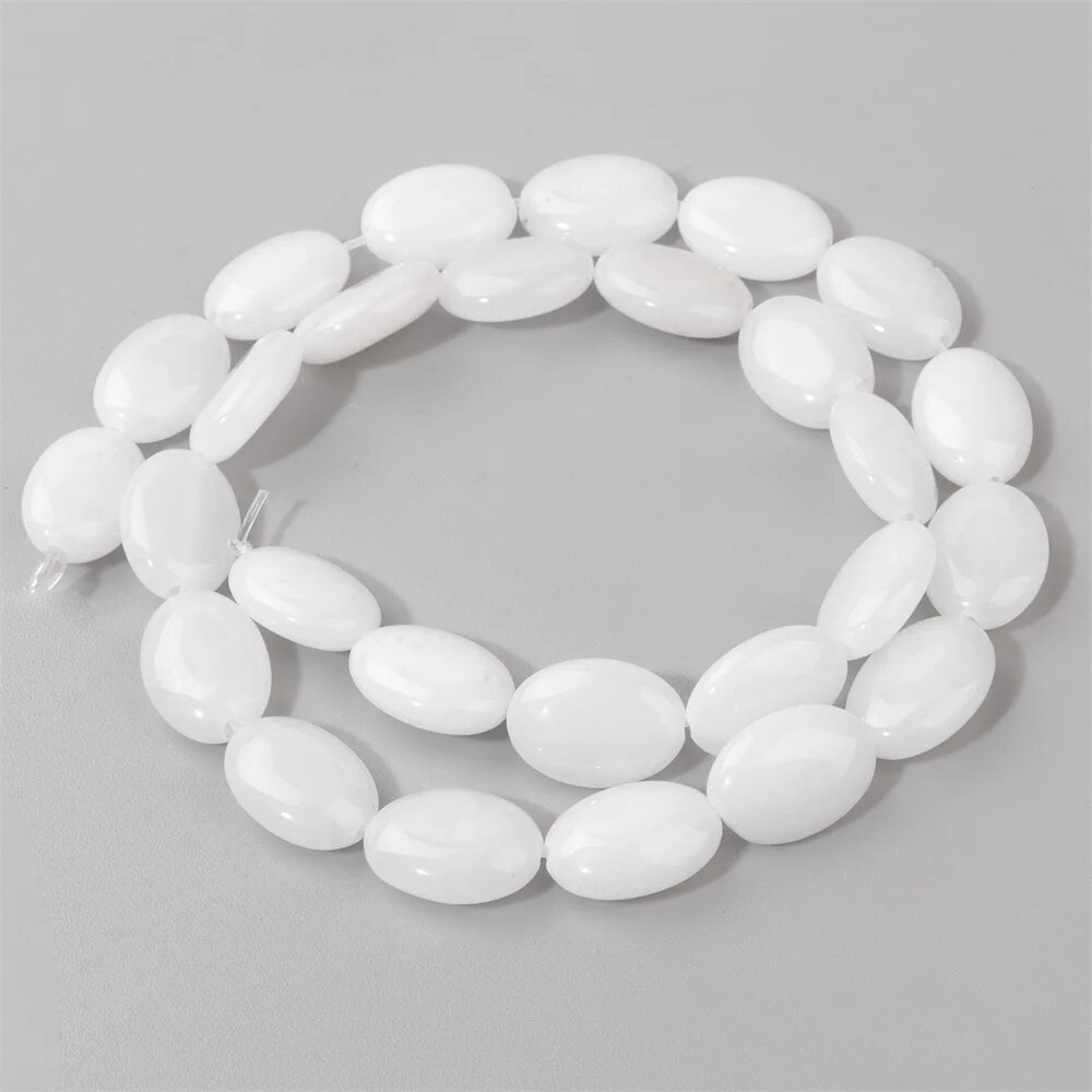 Натуральные овальные бусины из камня Белый, 10x15mm about 14pcs, White Jade