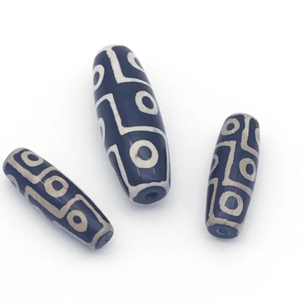 Черный агат, бусины дзи, 2 шт. 40x13mm approx