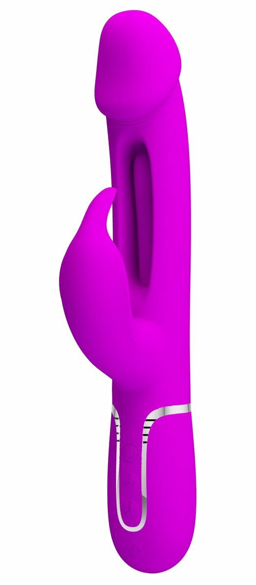 Лиловый вибратор-кролик с функцией фингеринга Kampas 23,2 см Baile