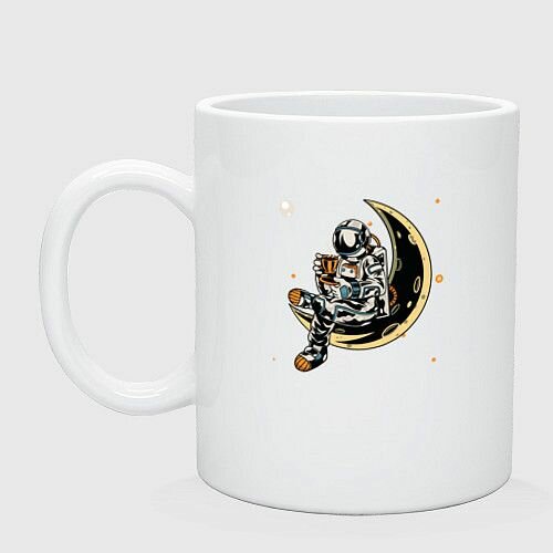 Космонавт пьет кофе на луне Керамическая кружка