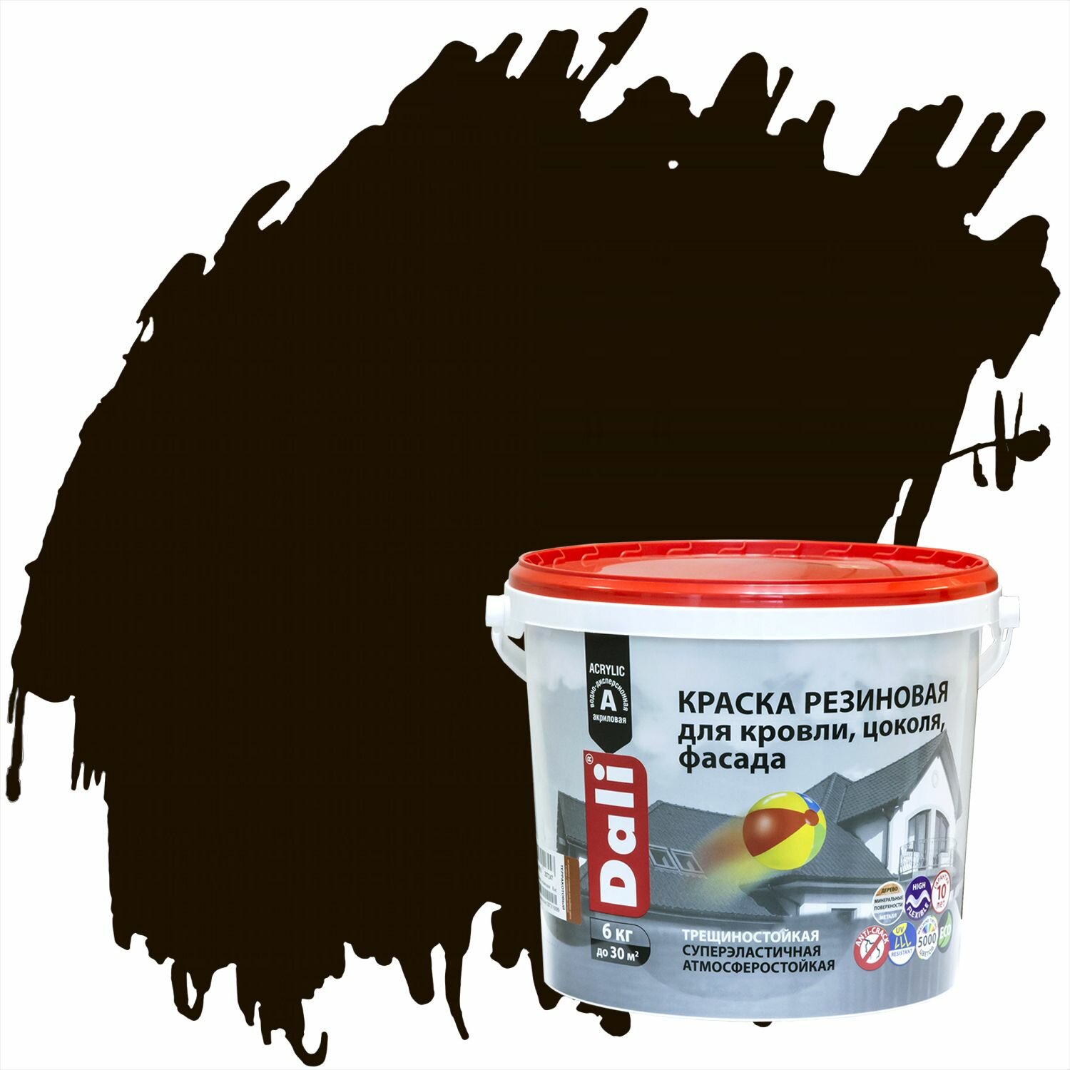 Краска резиновая Dali глубокоматовая (6кг) коричневый