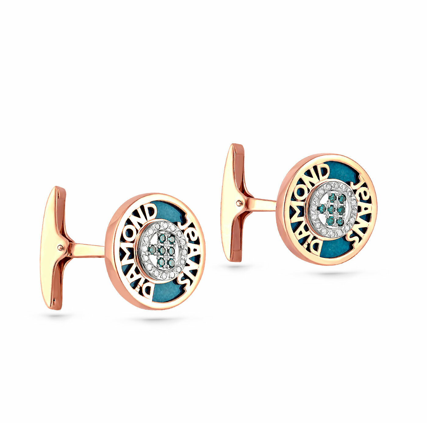 Запонки, красное золото, 585 проба, родирование, бриллиант