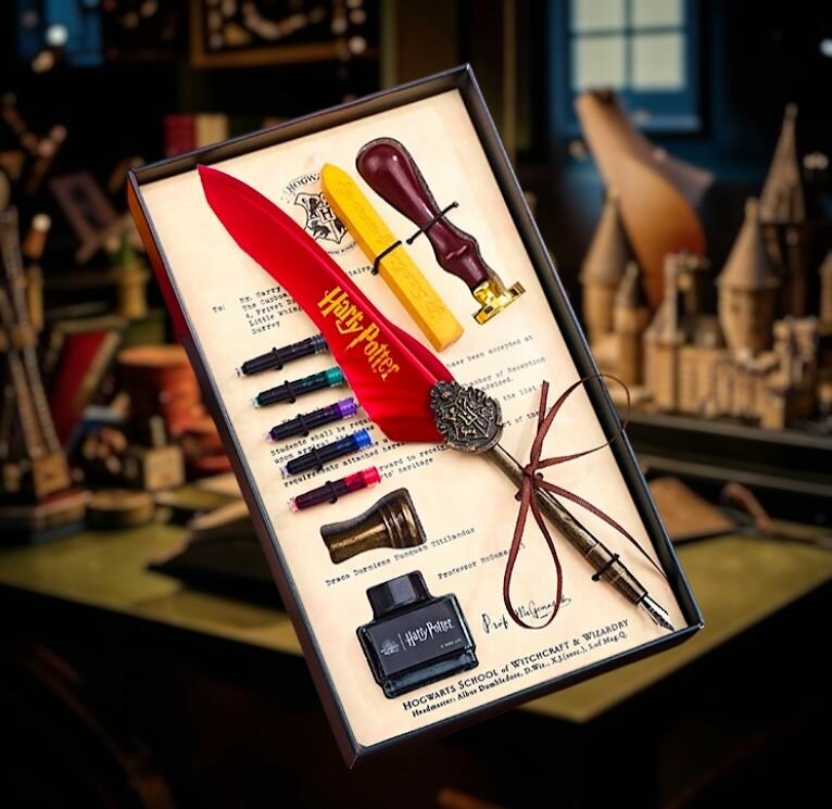 Набор сургучная печать для каллиграфии DAENERO со штампом Хогвартс подарочный набор Гарри Поттер Штампы