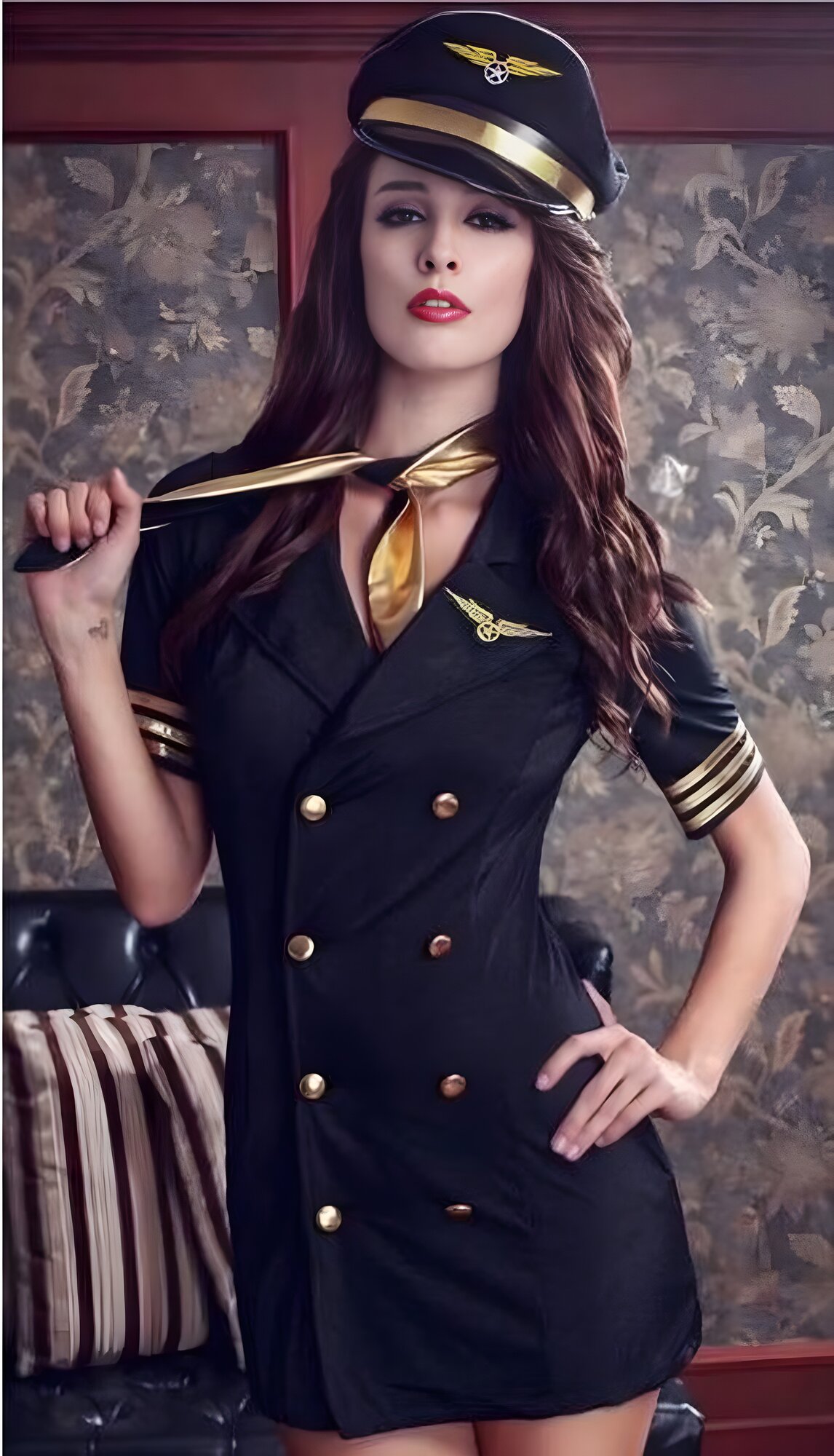 Эротический костюм Стюардесса ролевой, черный