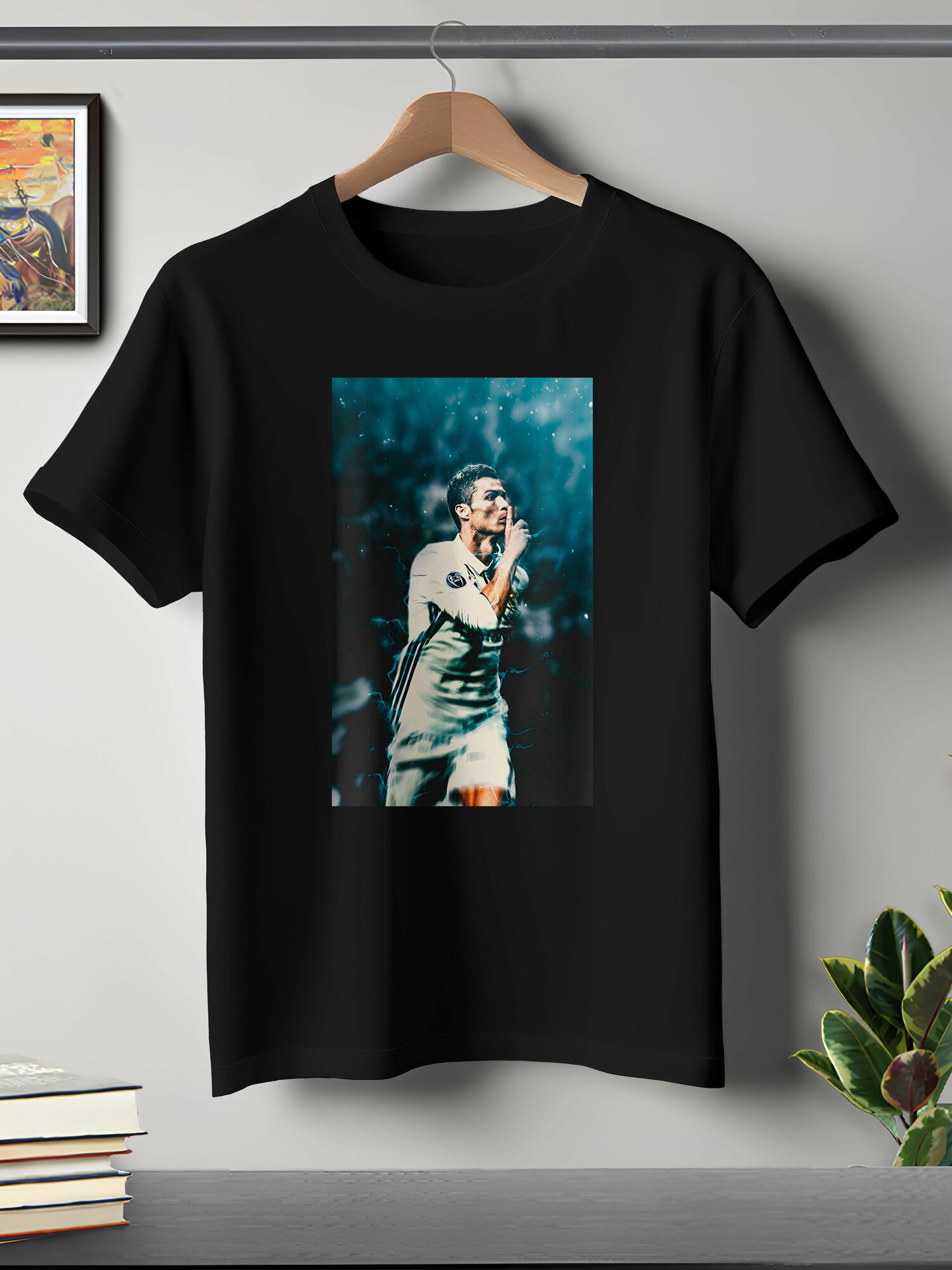 Футболка  Детская ONEQ 152 (12-13) размер с принтом Cristiano Ronaldo, черная