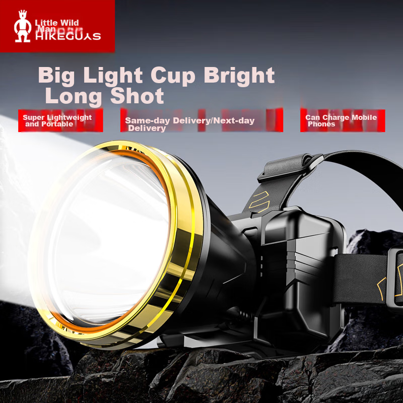 Xiaoyeren T69 Headlamp, High Brightness, Rechargeable, Ultra-Bright LED, Head-Mounted Flashlight, Outdoor, for Night Fishing, Specialized Mining Lamp