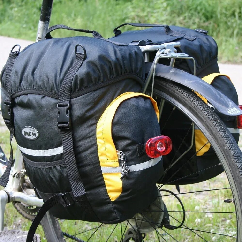 Велосумка, велобаул, сумка на багажник, ПИК-99, ТРЕК-40, двухсекционная, черно-желтая