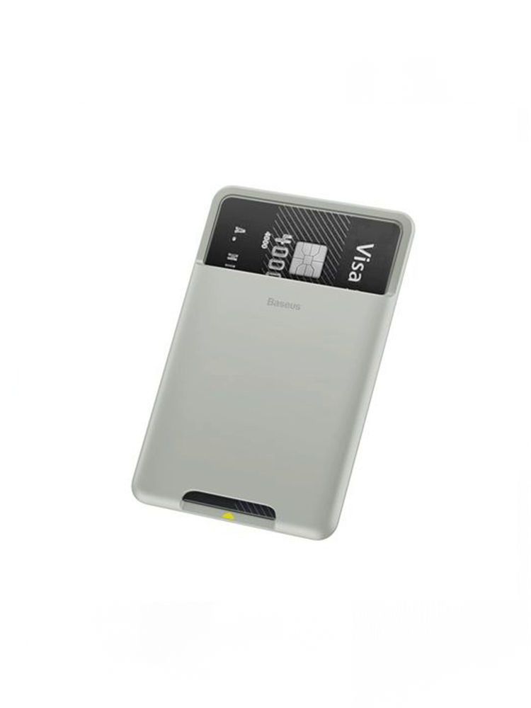Baseus Силиконовый чехол картхолдер для банковских карт, пропусков Baseus Back Stick Silicone Card Bag ACKD-B0G светло-серый