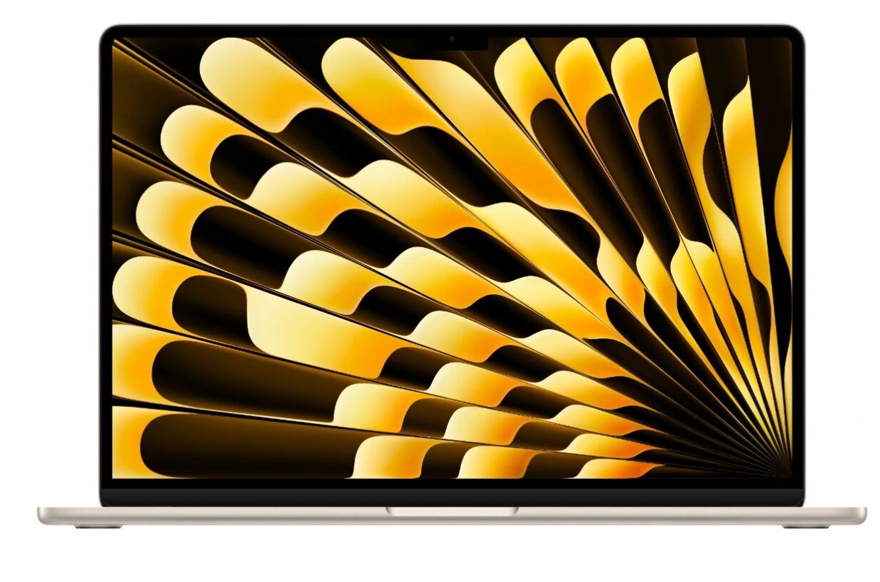 Ноутбук Apple MacBook Air 15 (M3, 8C CPU, 10C GPU, 16Gb, 256Gb SSD), MC9F4, Starlight