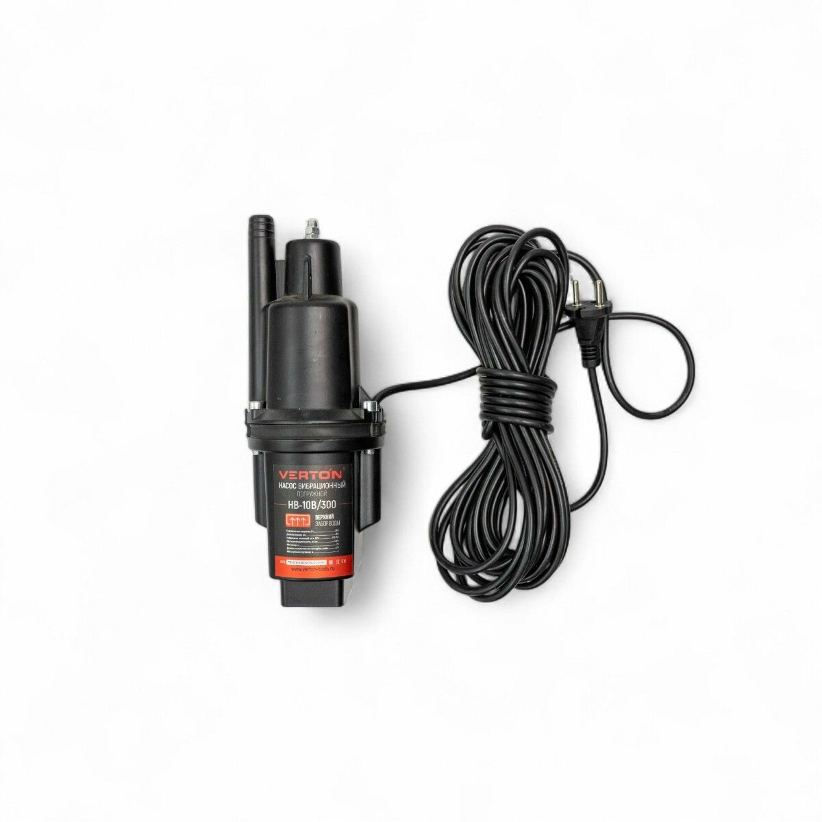 Насос погружной вибрационный 300Вт с верхним забором 25л/мин НВ-10B/300 VERTON
