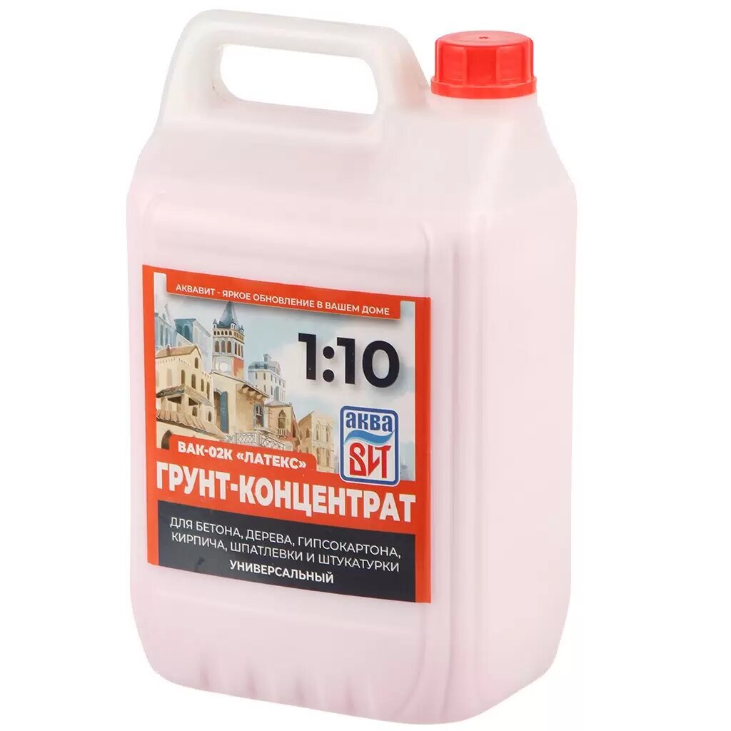 Грунт-концентрат водно-дисперсионный, акриловый, АкваВИТ, Универсальный, для внутренних и наружных работ, 5 л, 1:10