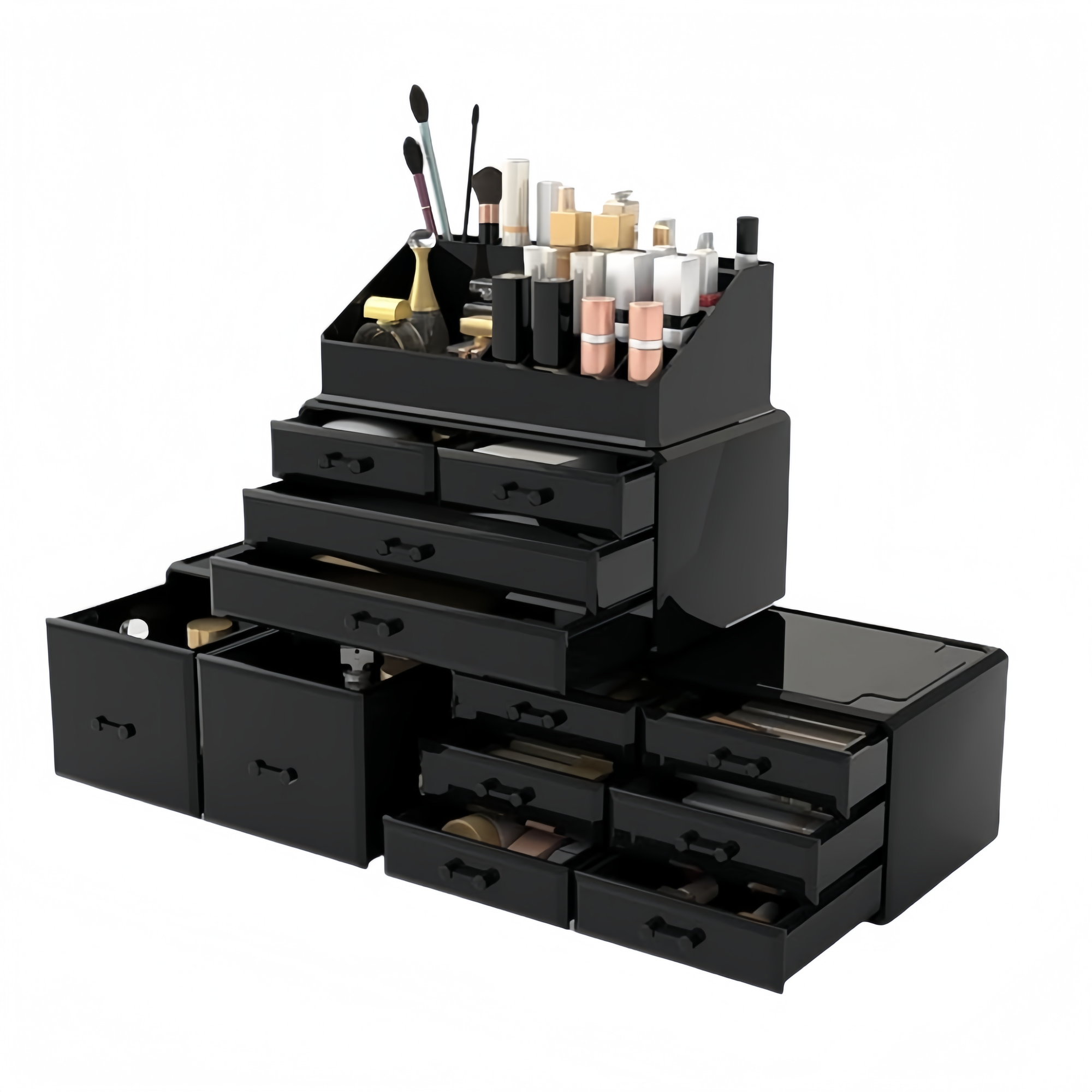 Выдвижной ящик для хранения косметики с 12 выдвижными ящиками (черный)