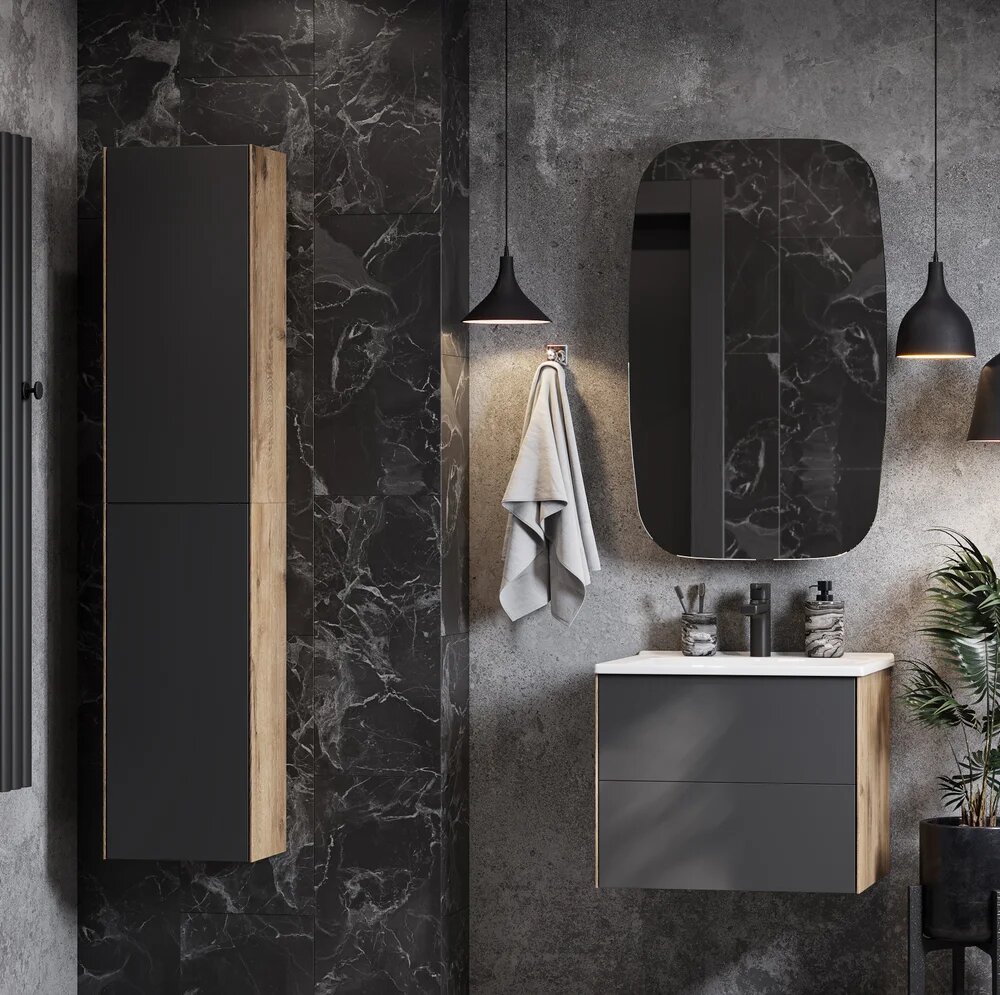 Мебель для ванной комнаты AQUATON Сохо 60 дуб веллингтон, графит софт