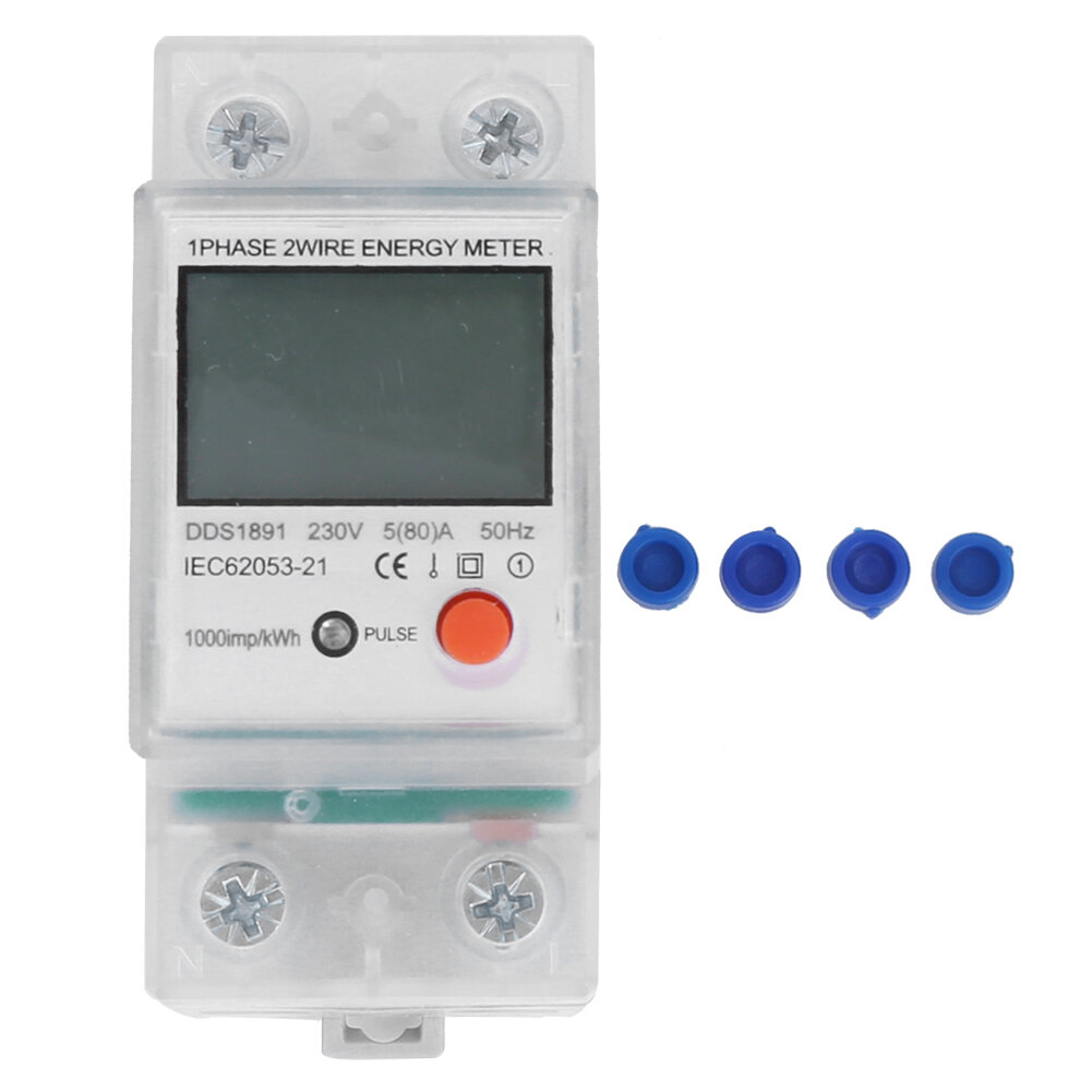 Однофазный 2P DIN-рейечный электросчетчик DDS1891, электронный счетчик электроэнергии в кВт·ч для точного измерения потребления электроэнергии.
