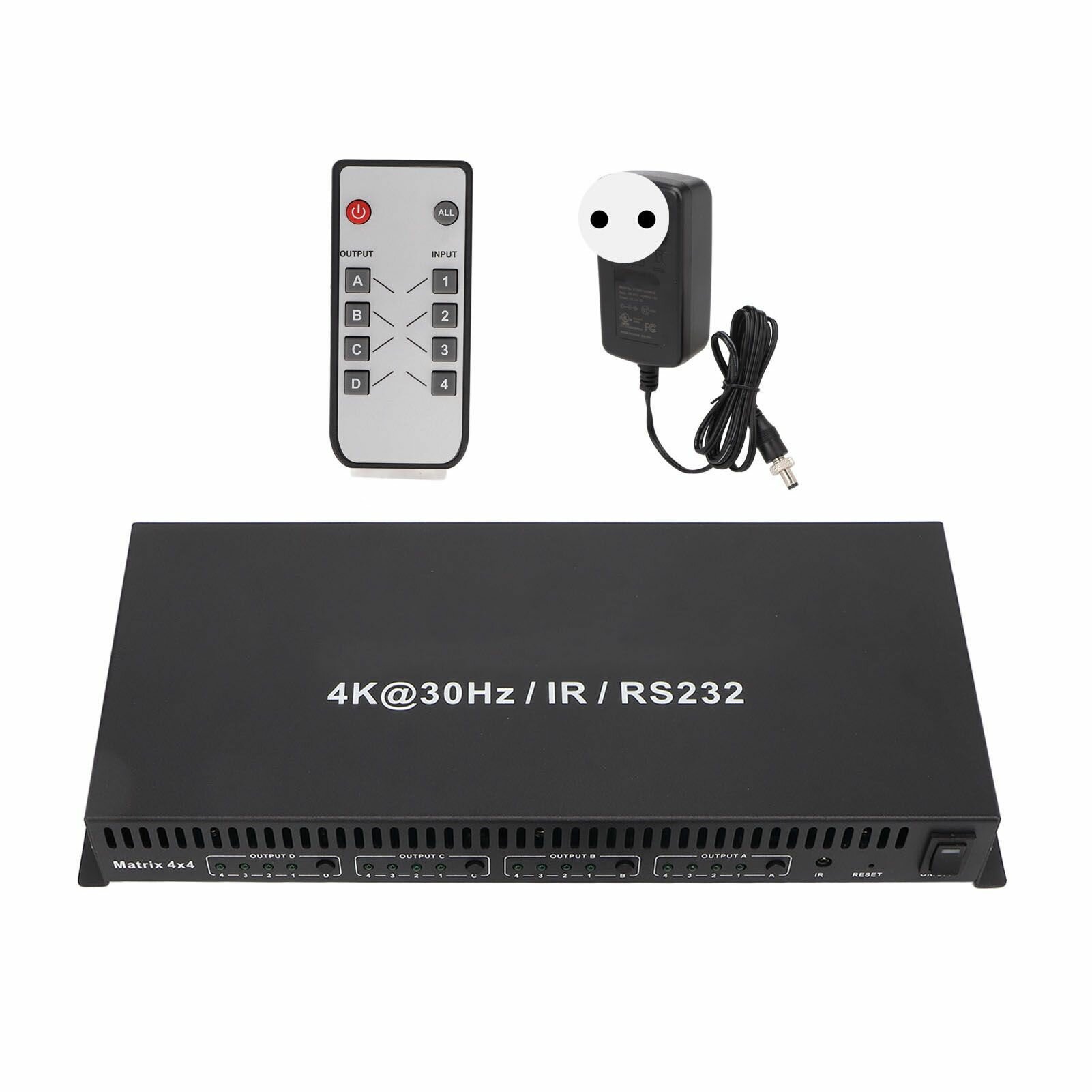 Матричный коммутатор HDMI 4x4, 4K 30Hz, RS232, 100-240В EU