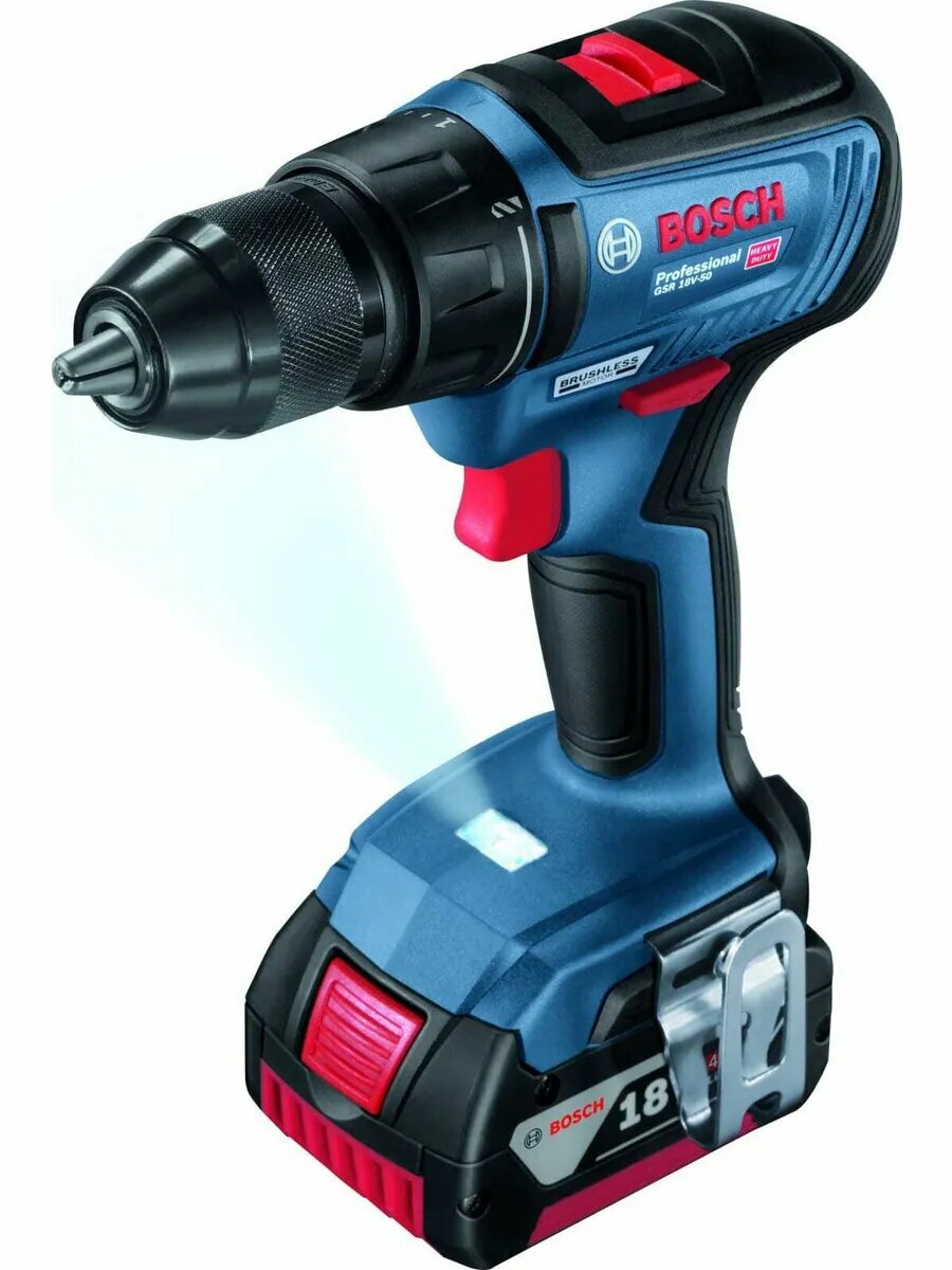 Дрель-шуруповерт Bosch GSR 18V-50 + L аккум. патрон: быстрозажимной (кейс в комплекте) (06019H5000)