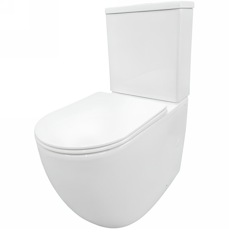 Унитаз напольный CeramaLux TR2176 белый, с бачком, с крышкой микролифт, слив торнадо