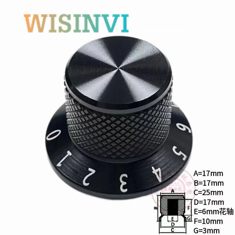 Алюминиевые ручки регулировки тона и громкости для электрогитары black with digit