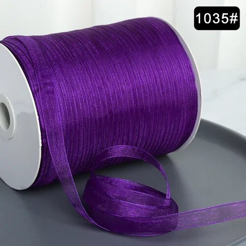Лента органза фиолетовая 10 мм, 10 м, 1035#