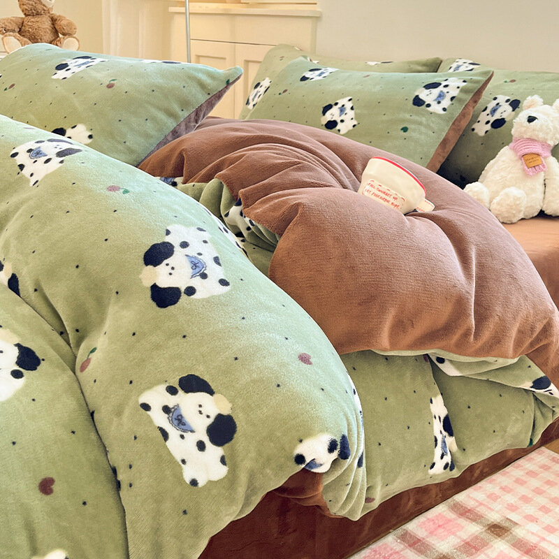 Комплект постельного белья из молочного флиса (4 предмета), простыни и пододеяльник из утолщенного кораллового флиса, зимний флисовый пододеяльник из трех предметов,150*200cm